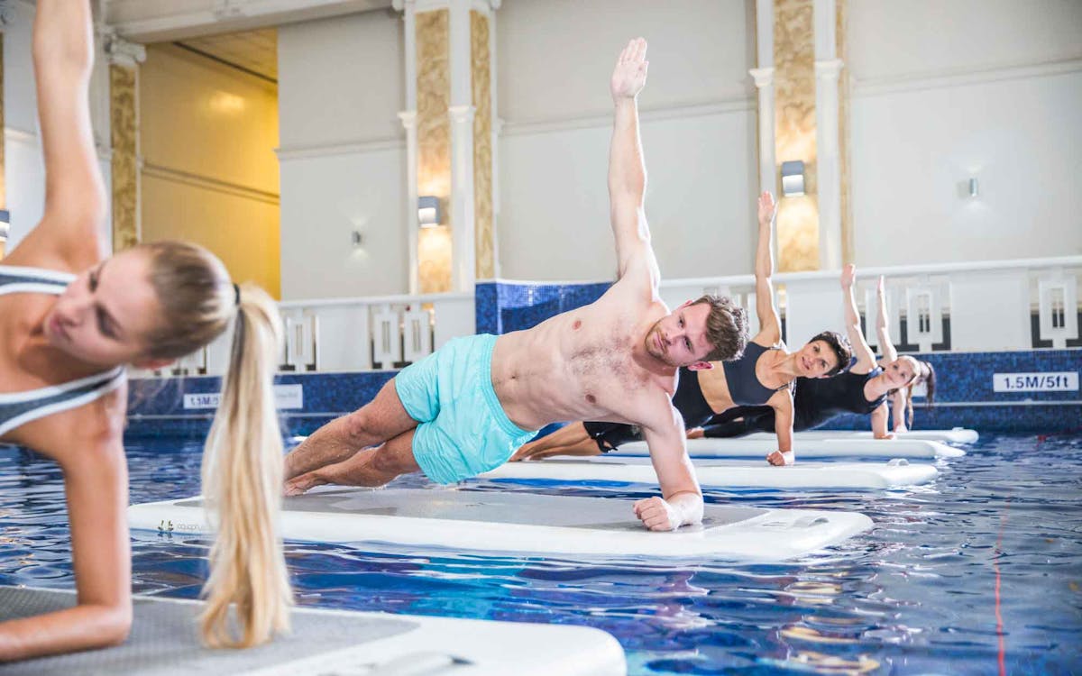 Make waves with this water fitness teambuilding class